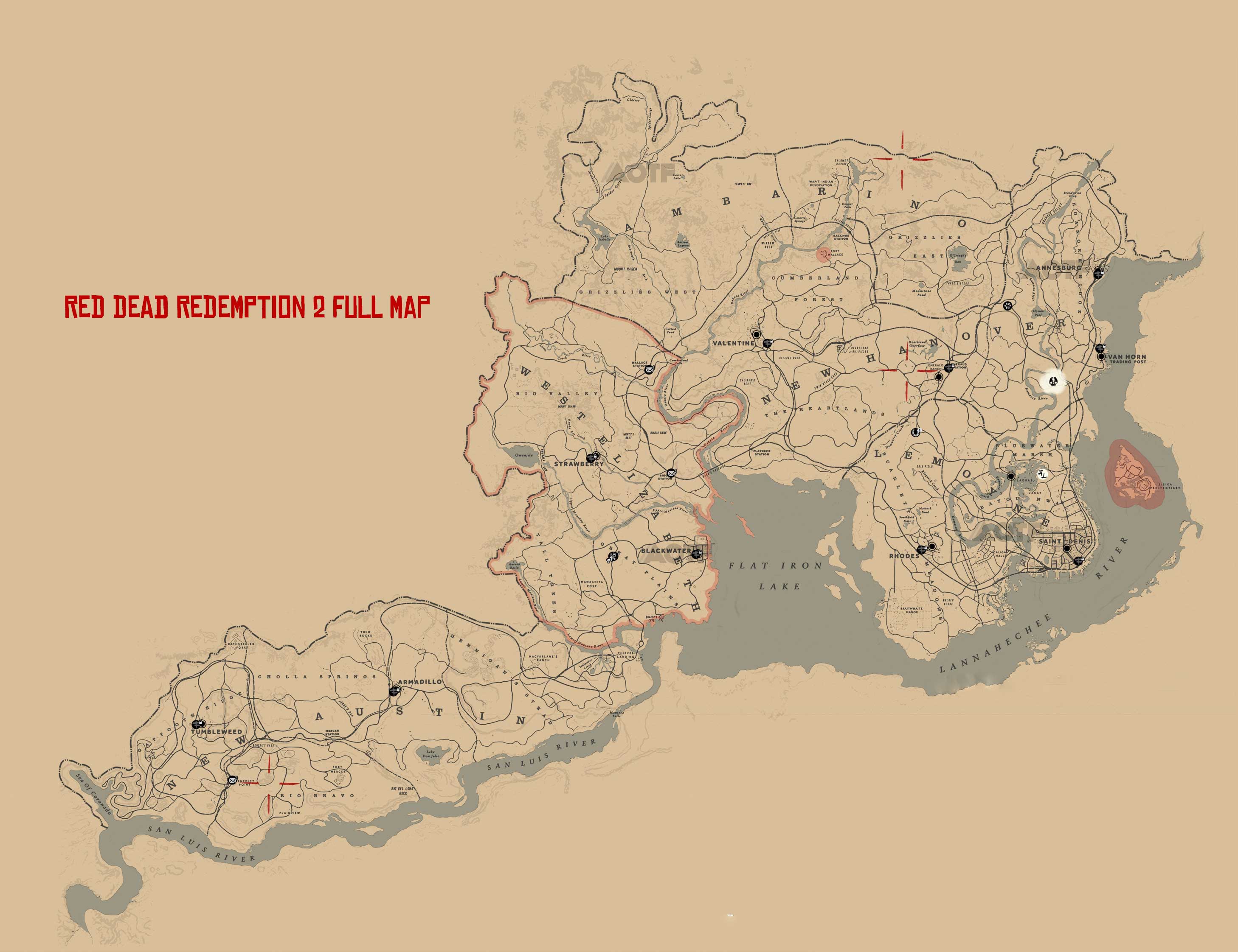 Red Dead Redemption 2 Full Map | Attack of the Fanboy