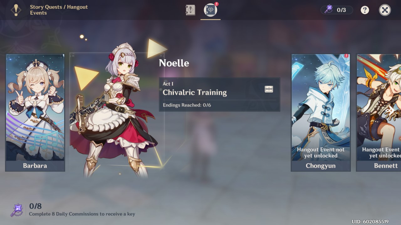 Genshin Impact Noelle Hangout Event Memories: How to Unlock All the ...