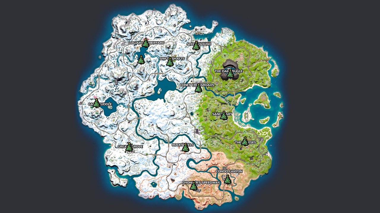 Fortnite Holiday Tree Locations: Where to Search a Treasure Chest Under ...