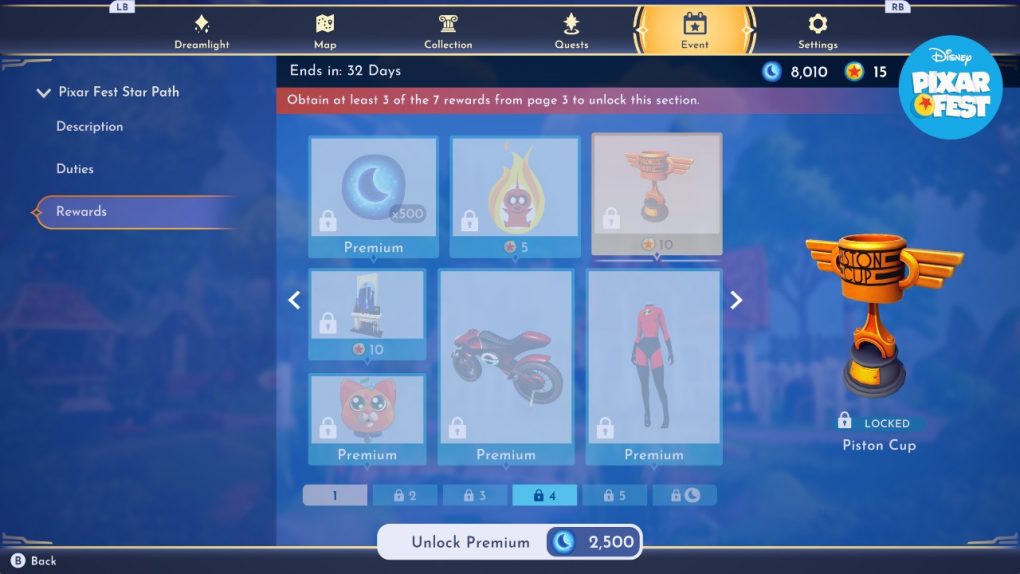 All Pixar Fest Star Path Rewards and Duties in Disney Dreamlight Valley ...