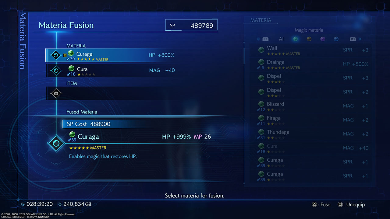 Crisis Core Reunion: How to Get a Materia With 999% HP Easily | Attack ...