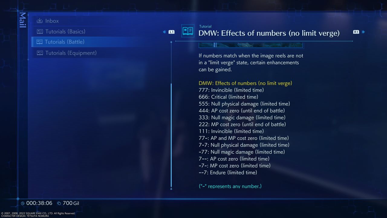 Crisis Core: Final Fantasy 7 Reunion DMW Effects Explained: All Number ...