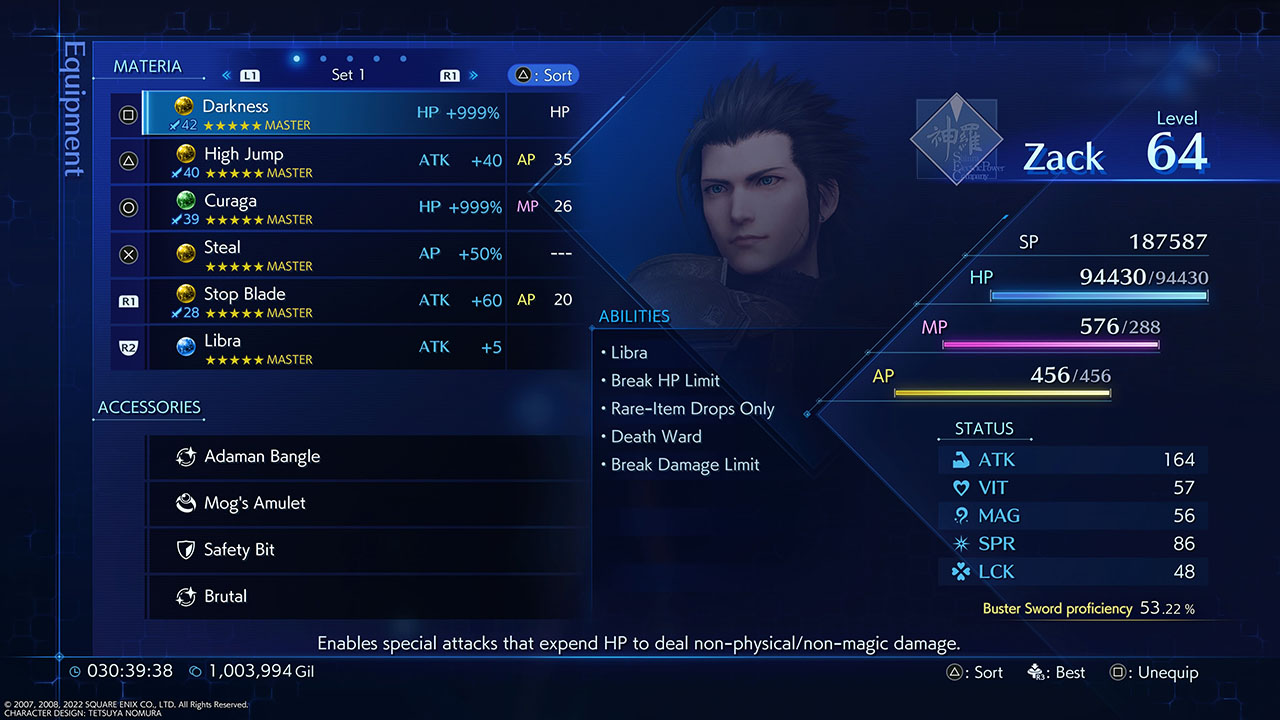 Crisis Core Reunion: How to Get a Materia With 999% HP Easily | Attack ...