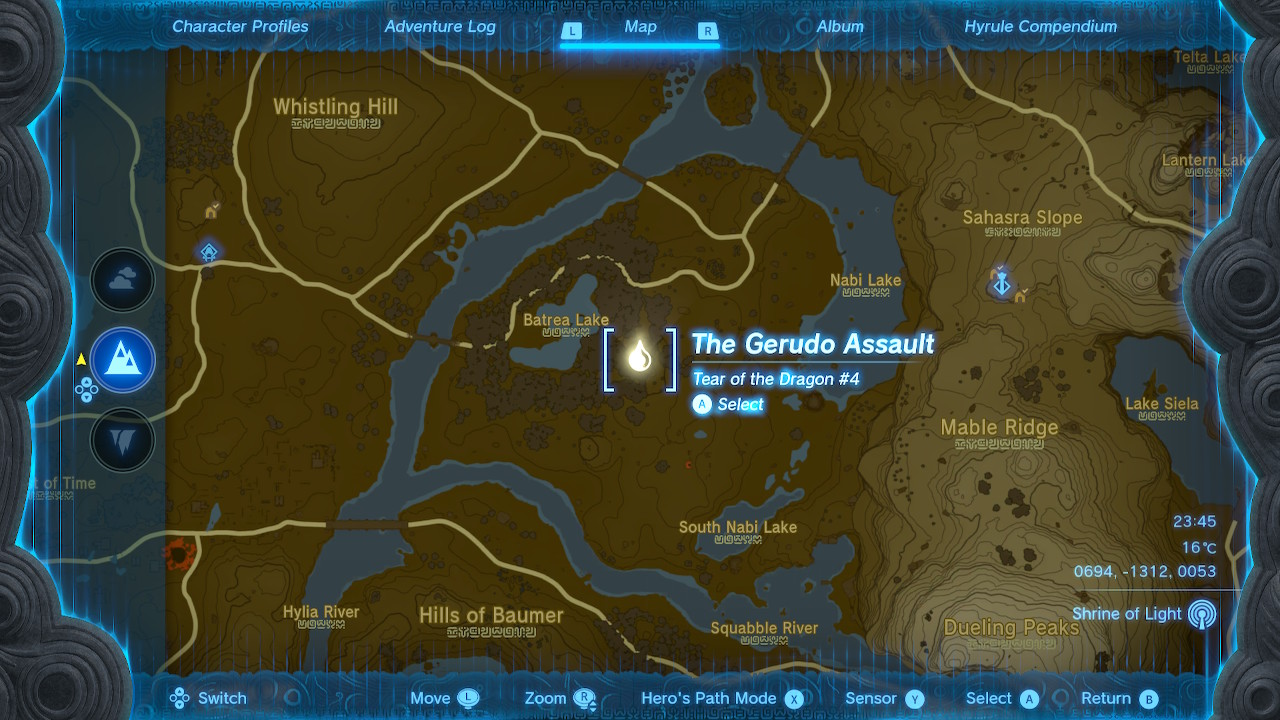 Necluda Batrea Lake Dragon Tear Location in Zelda Tears of the Kingdom ...
