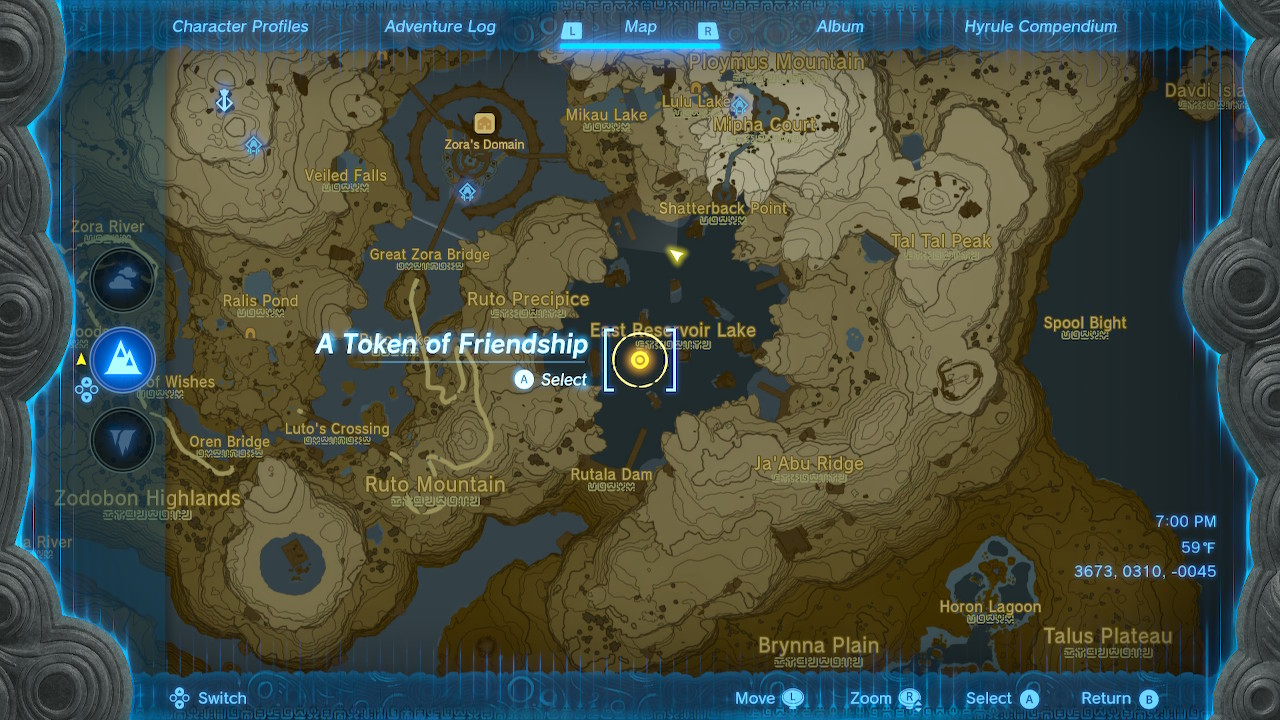 Zelda Tears of the Kingdom (TOTK) Zora Greaves Location: A Token of ...