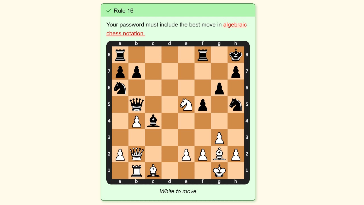 Password Game Rule 16: Best Move in Algebraic Chess Notation | Attack of the Fanboy
