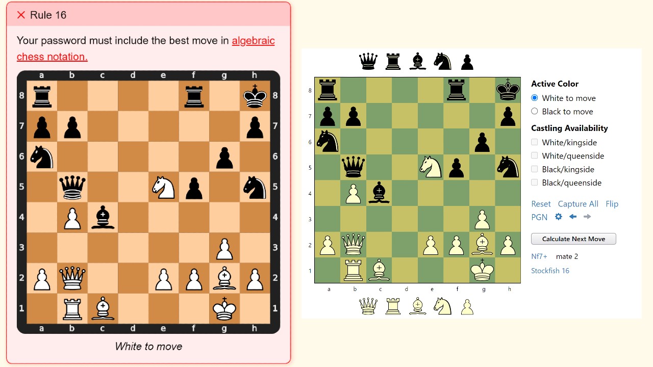 Password Game Rule 16: Best Move in Algebraic Chess Notation | Attack of the Fanboy