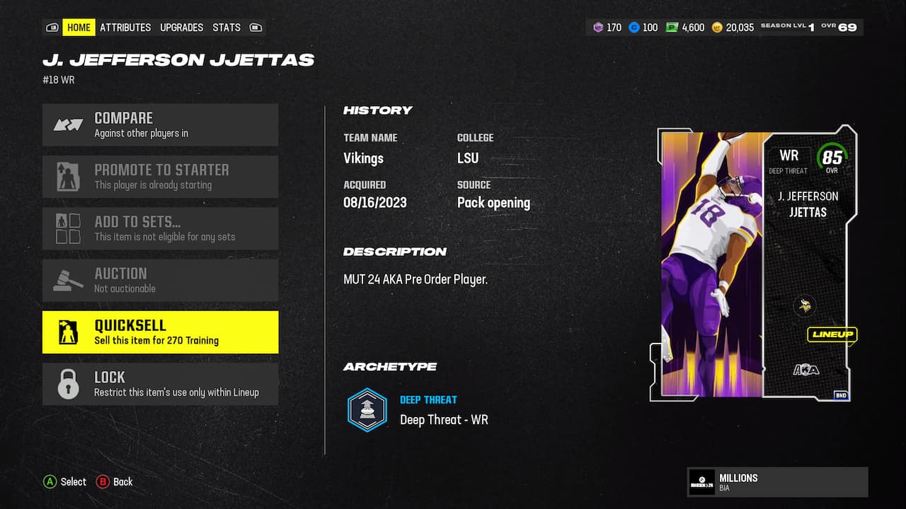 Madden NFL 24 Ultimate Team Quicksell Values: Full List of Prices and ...