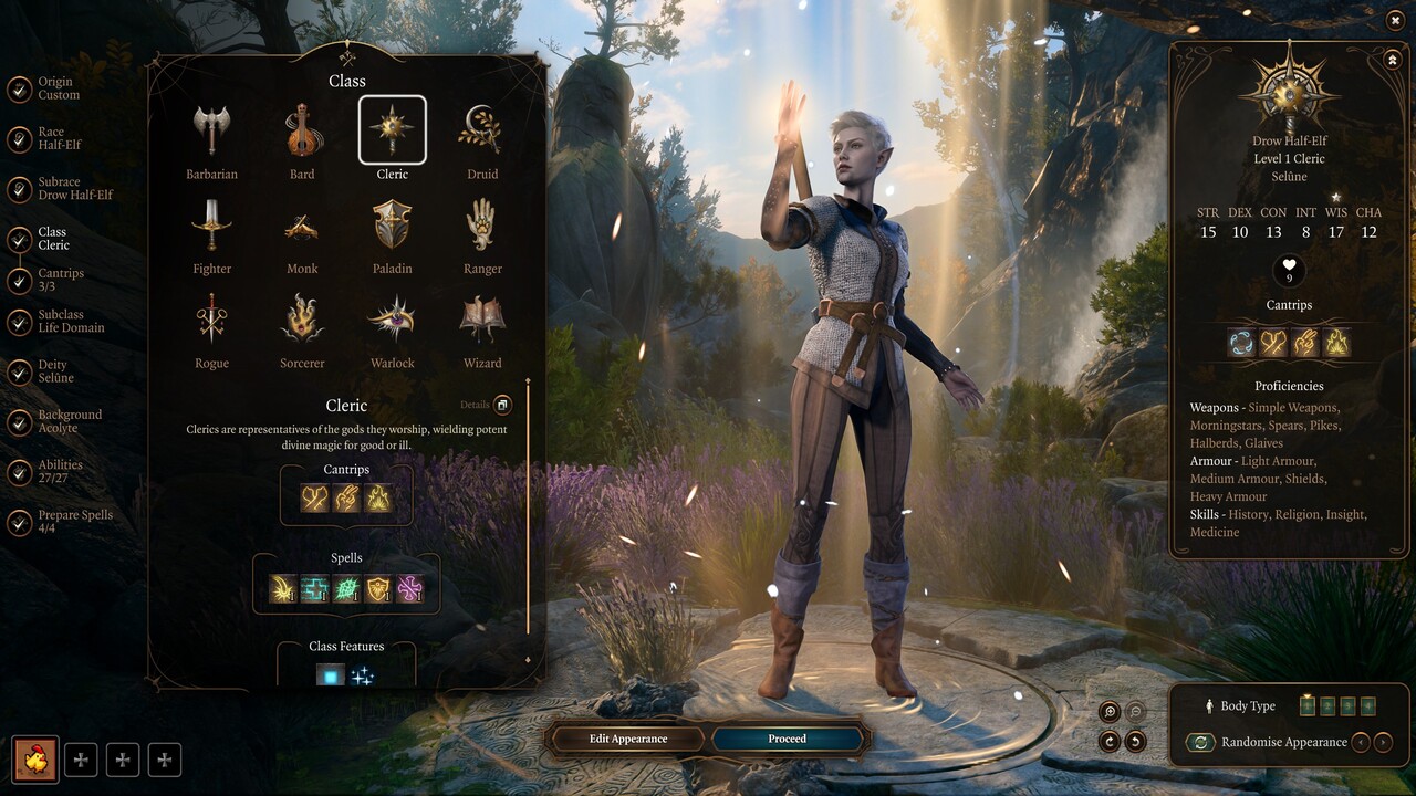 Baldur's Gate 3 Cleric 1-12 Progression: All Skills, Abilities, Spells ...