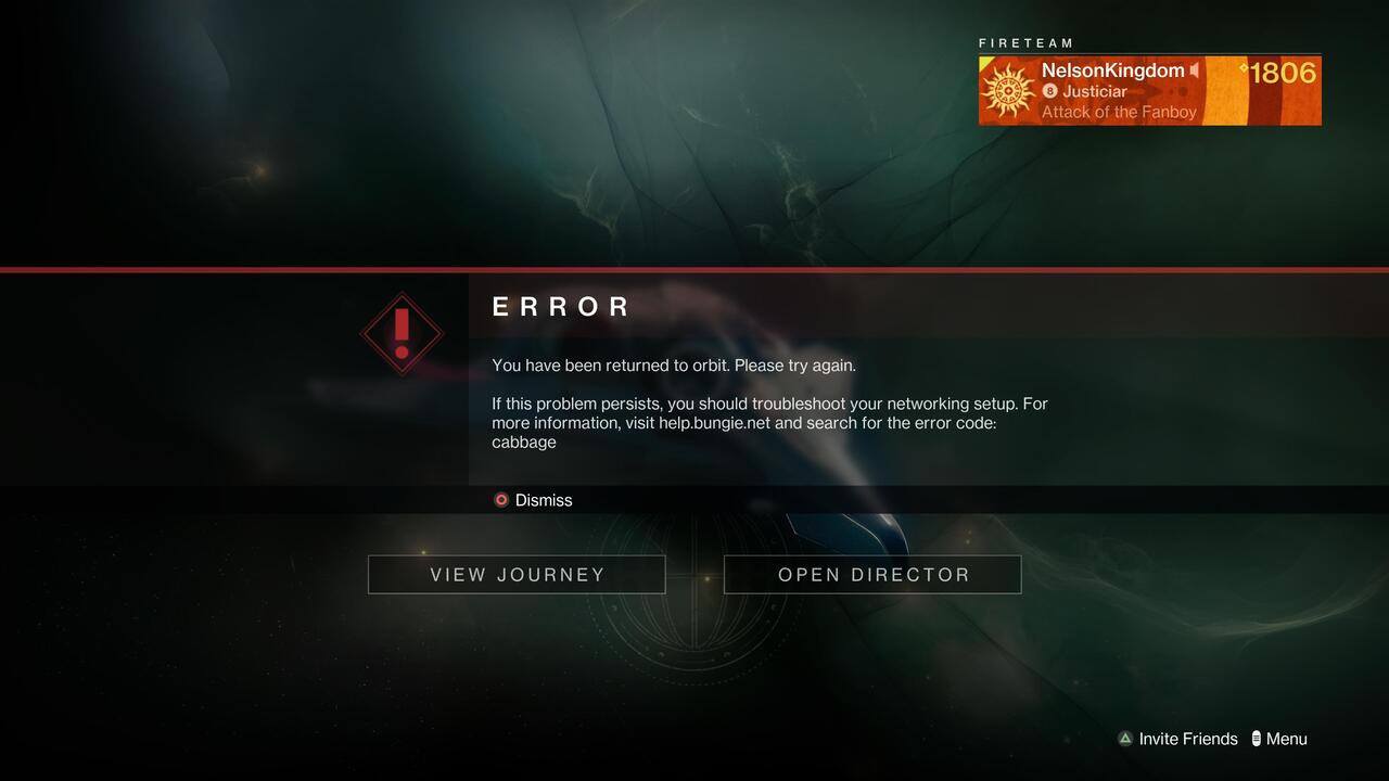 How to Fix Destiny 2 "Return to Orbit" Cabbage Error Code | Attack of the Fanboy