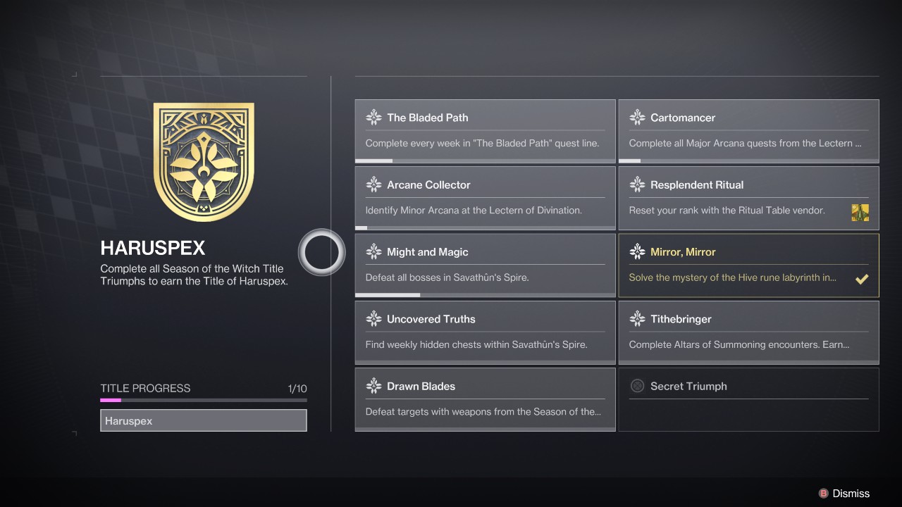 All Triumphs for Haruspex Title Destiny 2 Season of the Witch | Secret Triumph Explained ...